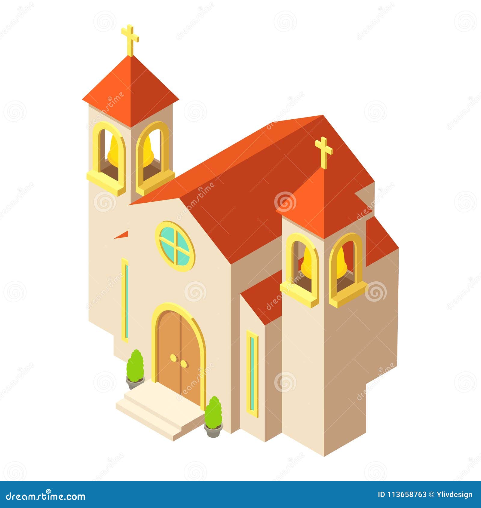 Protestant Church Icon, Isometric Style Stock Vector - Illustration of ...