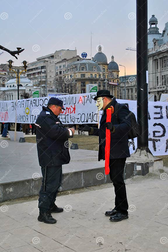 Protester Being Legitimized in Bucharest Editorial Photography - Image ...