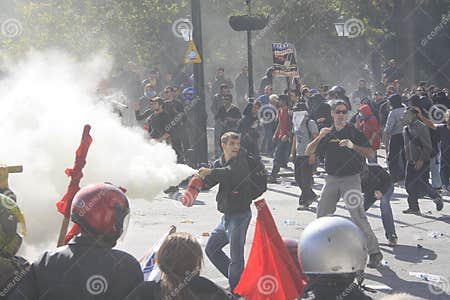 Protester Fires Extinguisher at Other Protesters Editorial Image ...