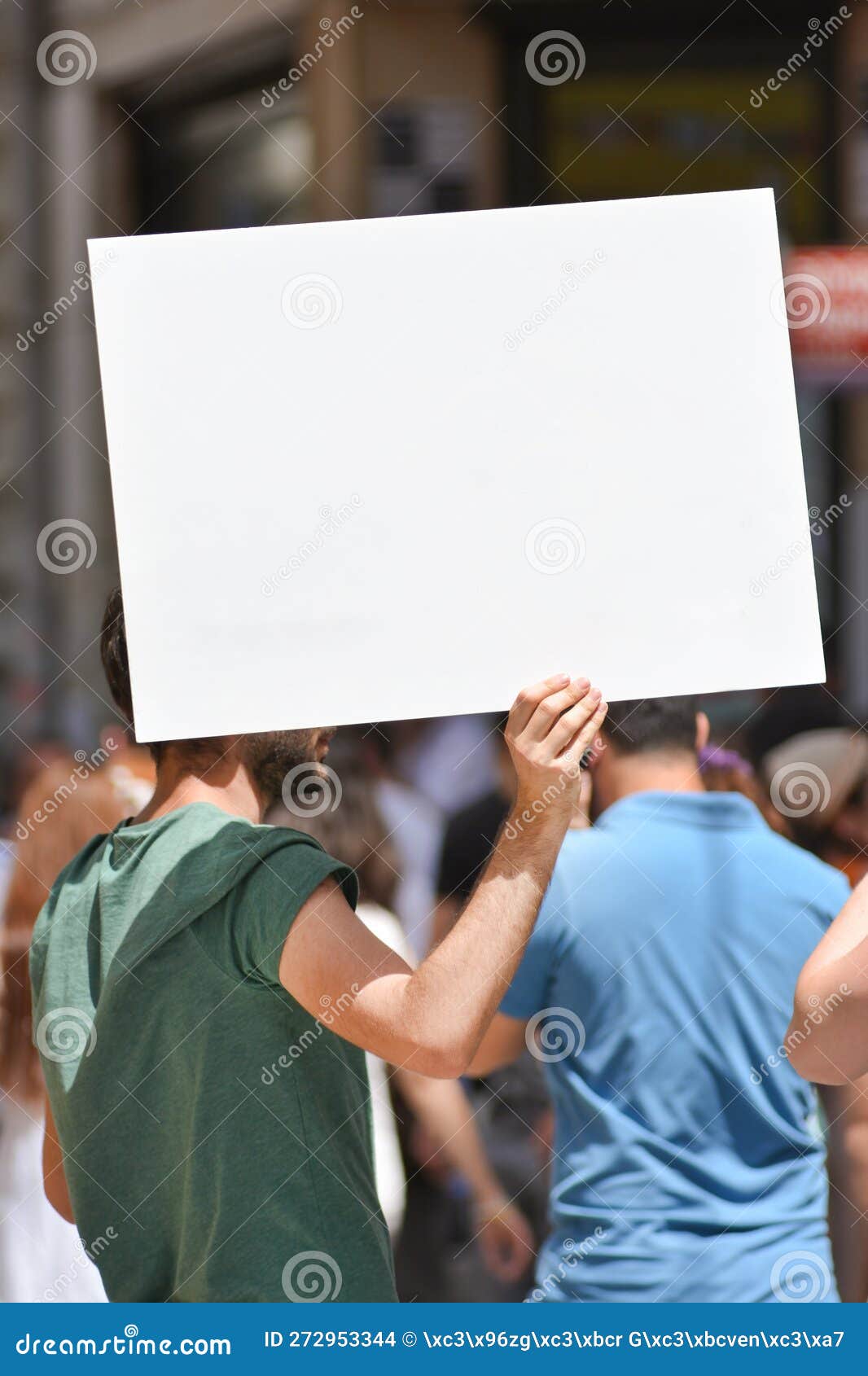 Protester Holding a White Blank Sign Stock Photo - Image of card ...