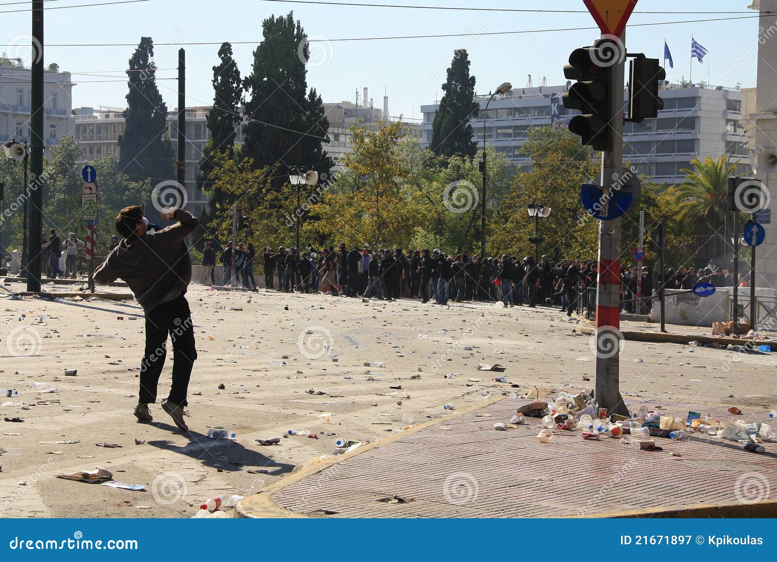 Protester Throws Rock Against Other Protesters Editorial Photography ...