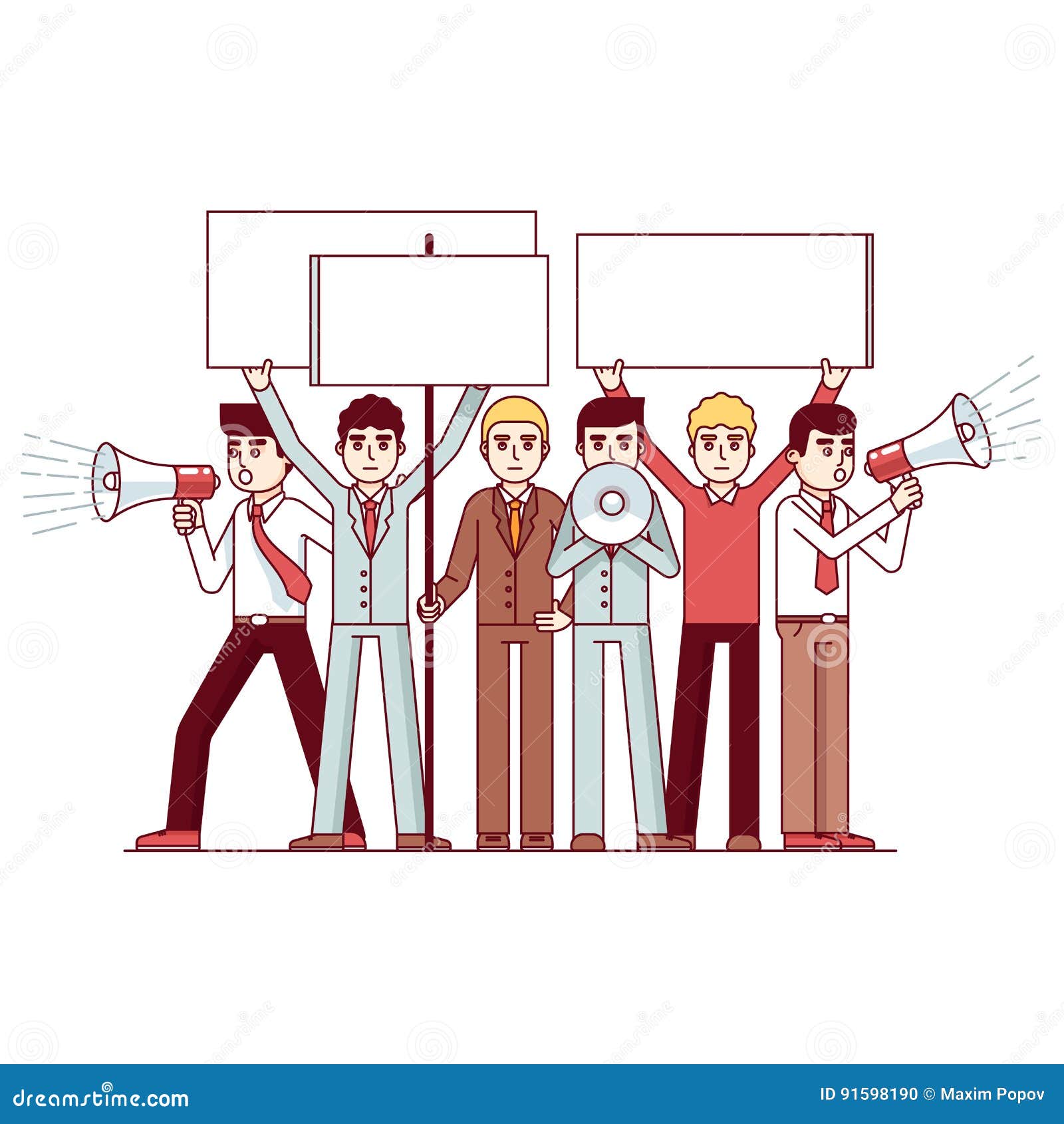 Protesterende Mensen Op Demonstratie, Verkoopbevordering Vector ...