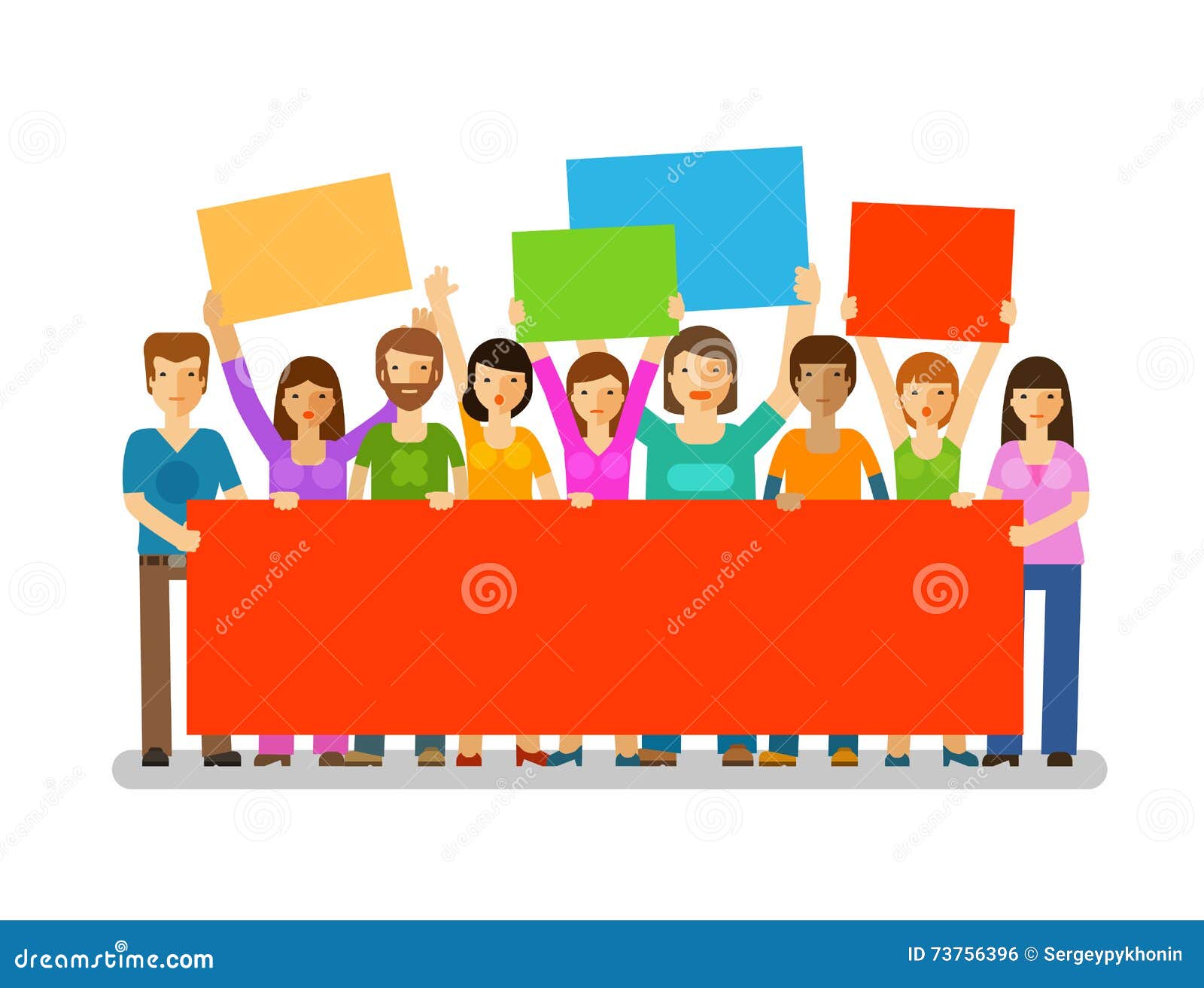 Protesters with Banners. Manifestation, Protest, Society Icon. Vector ...