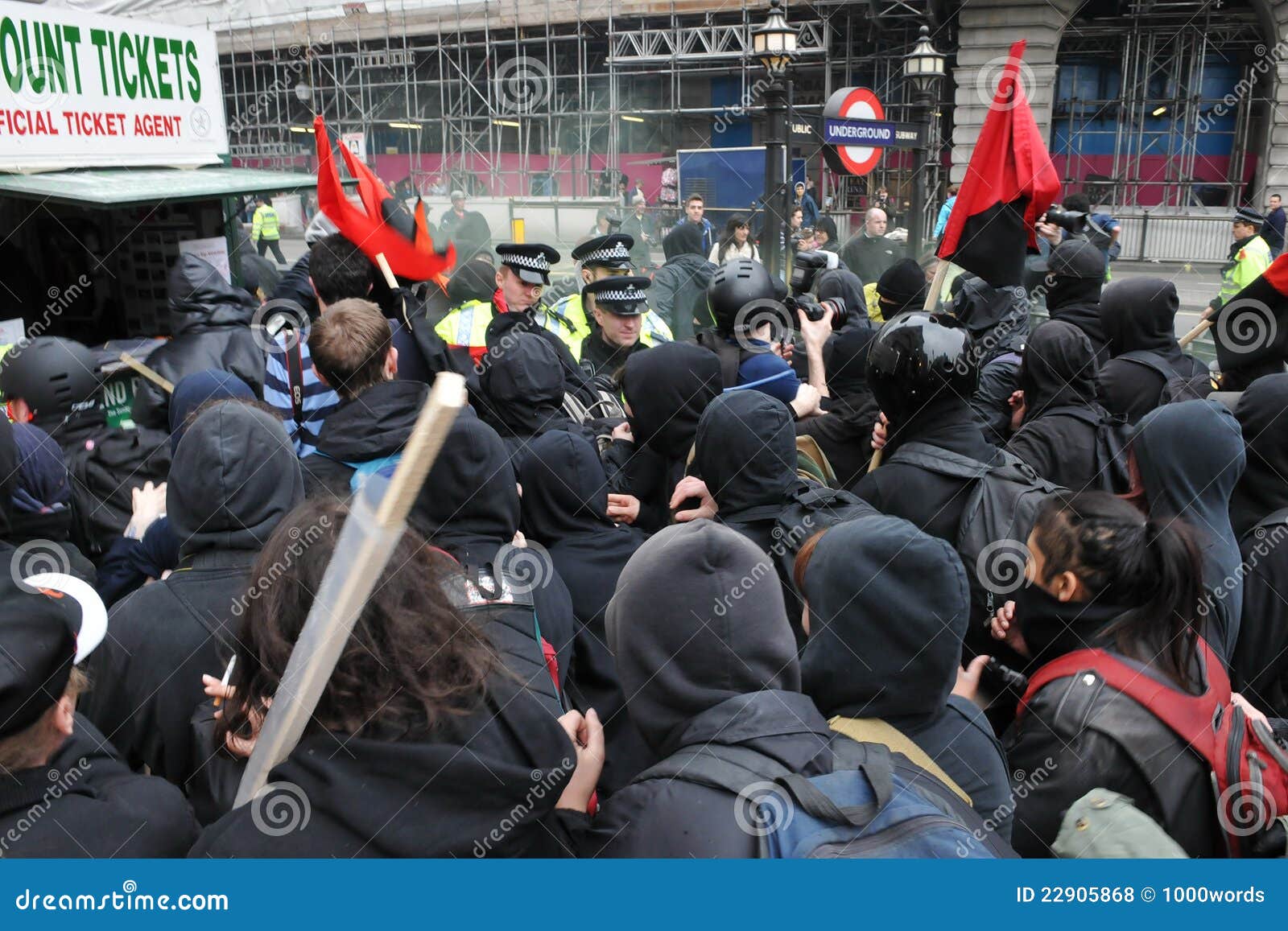 Protesters Confront Police at an Austerity Rally Editorial Stock Photo ...
