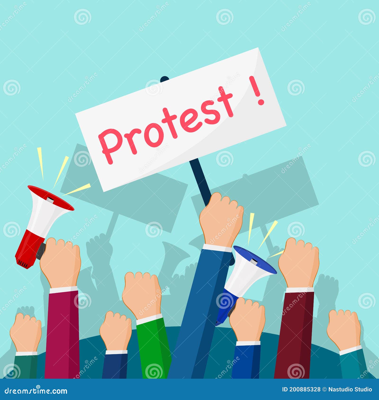 Protesters Hands Holding Protest Signs. Crowd of Angry People. Crowd of ...