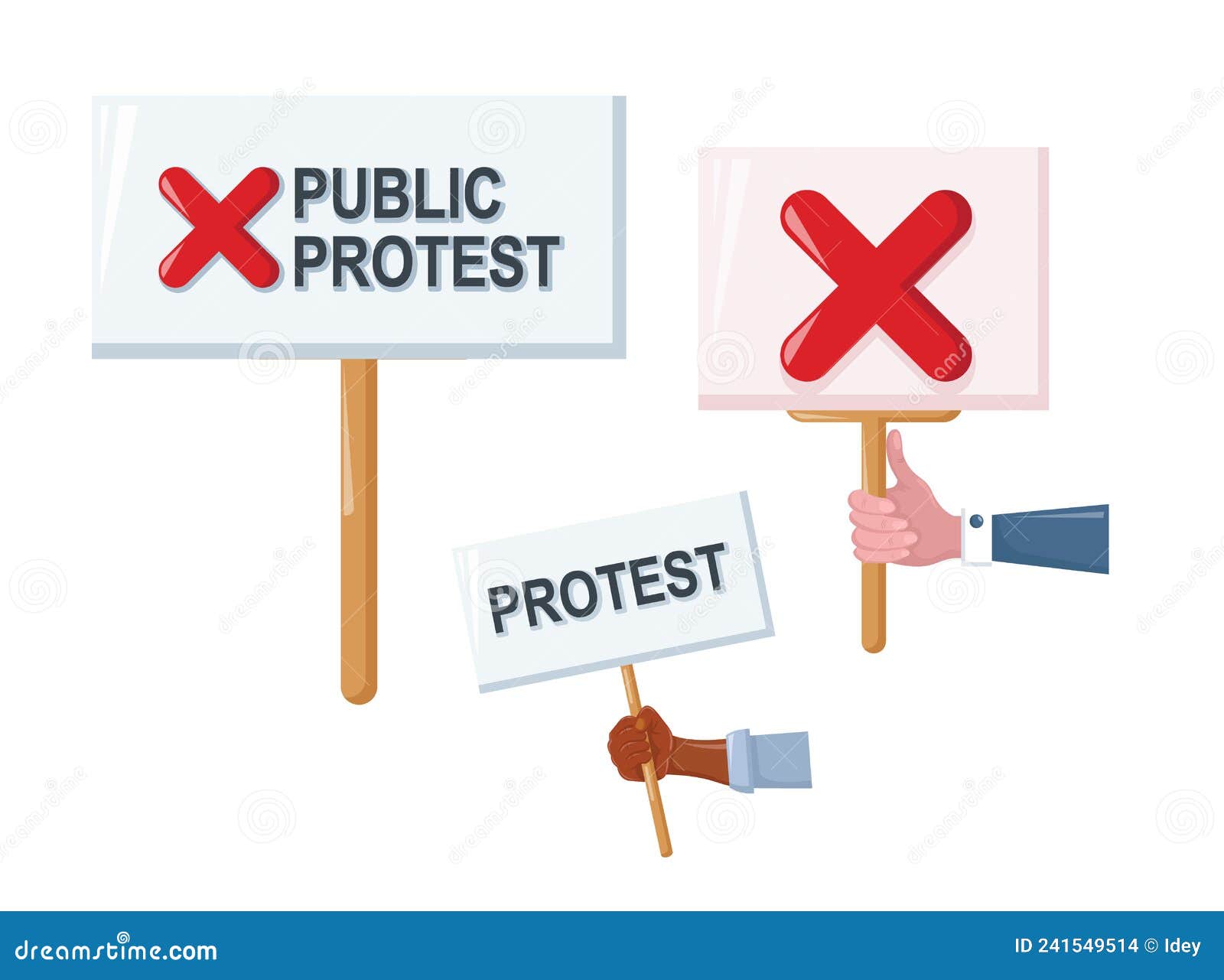 Protesters Holding Posters, Placards, Banners, Flags Vector Stock ...