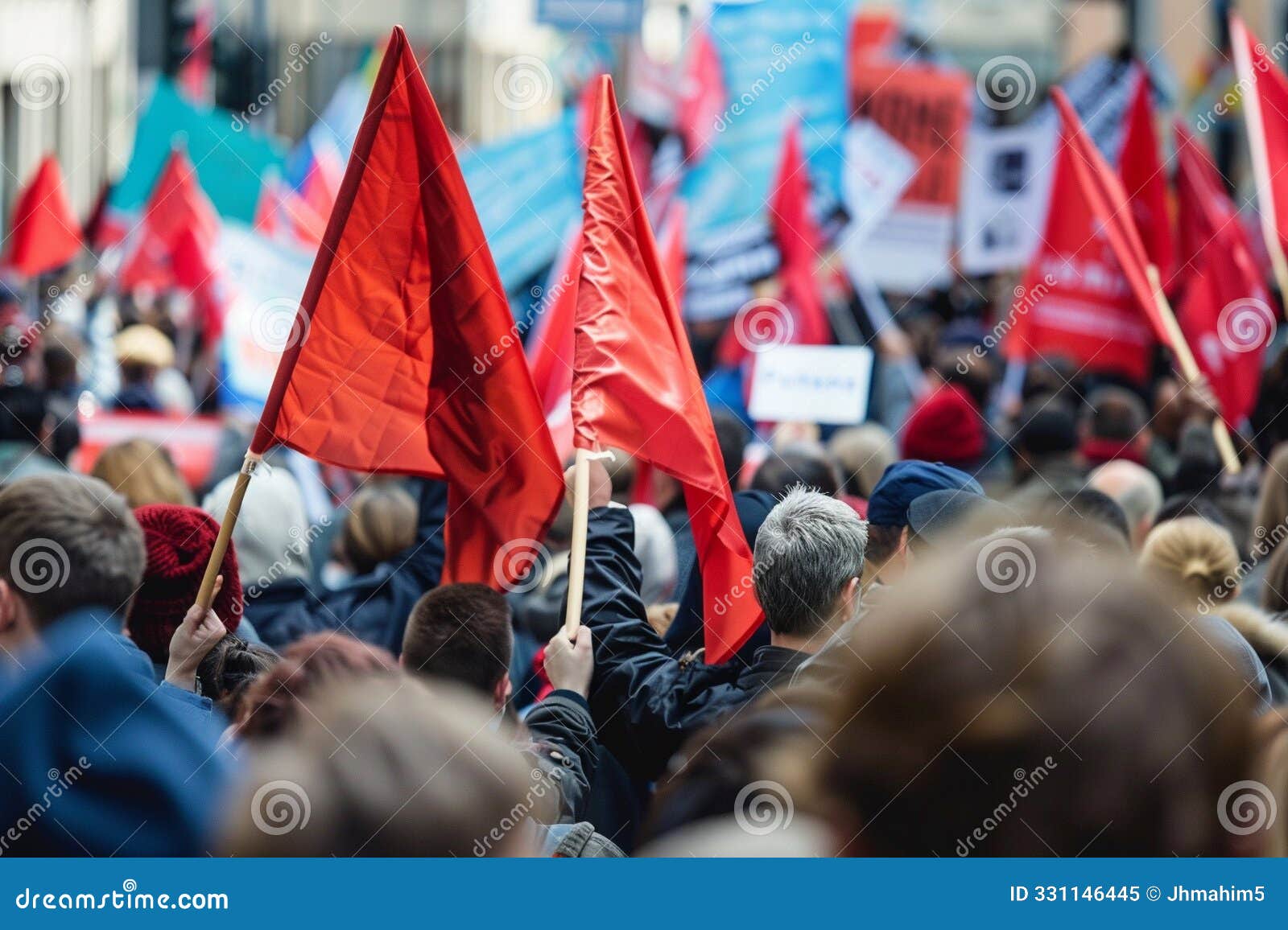 Protesters Holding Posters, Placards, Banners, Flags Vector ...