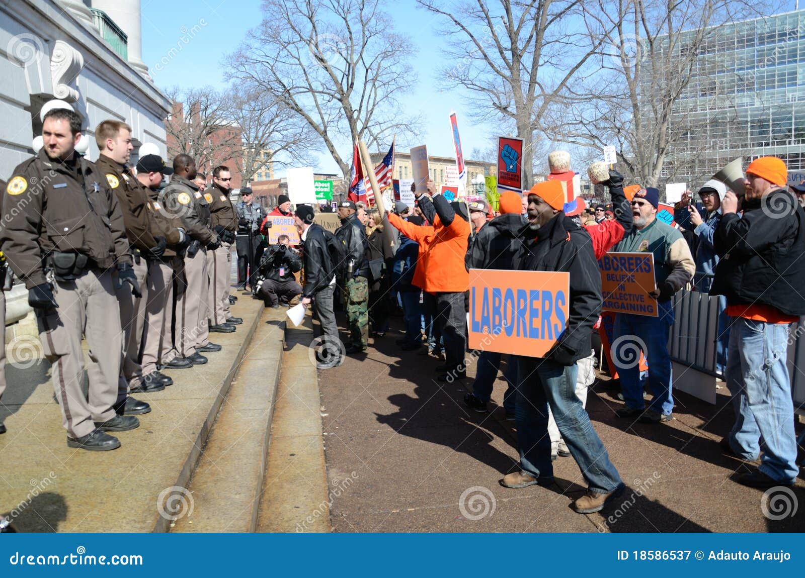 Protesters Outside Wisconsin Capitol Editorial Photography - Image of ...