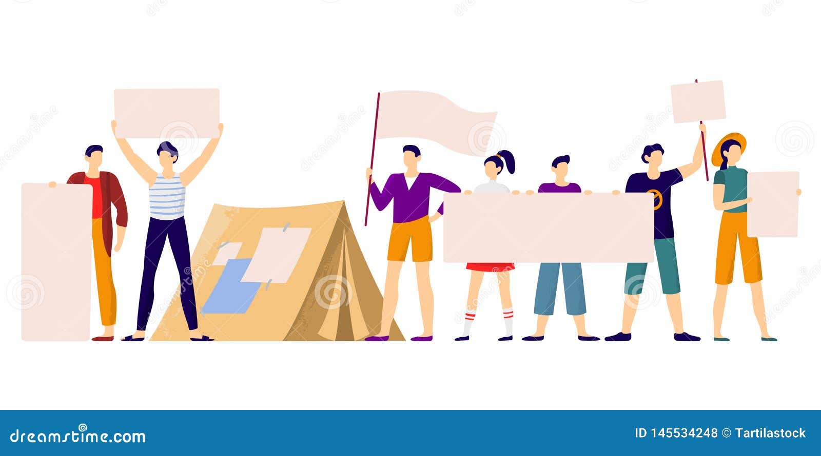 Protesters People. Protest Strike, Protesting Group Holding Protests ...