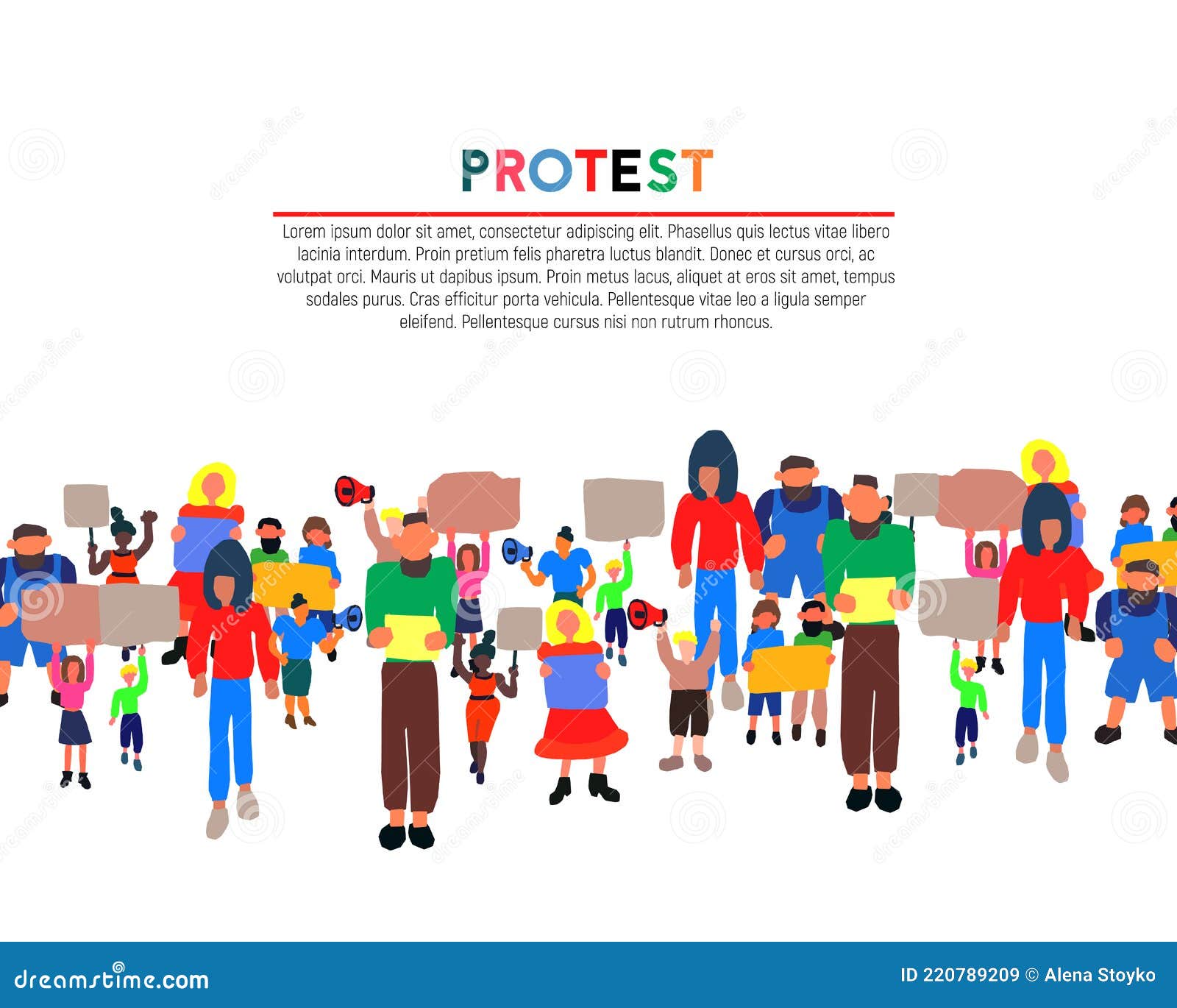 Protesters People on a White Background. Revolution Vector Illustration ...