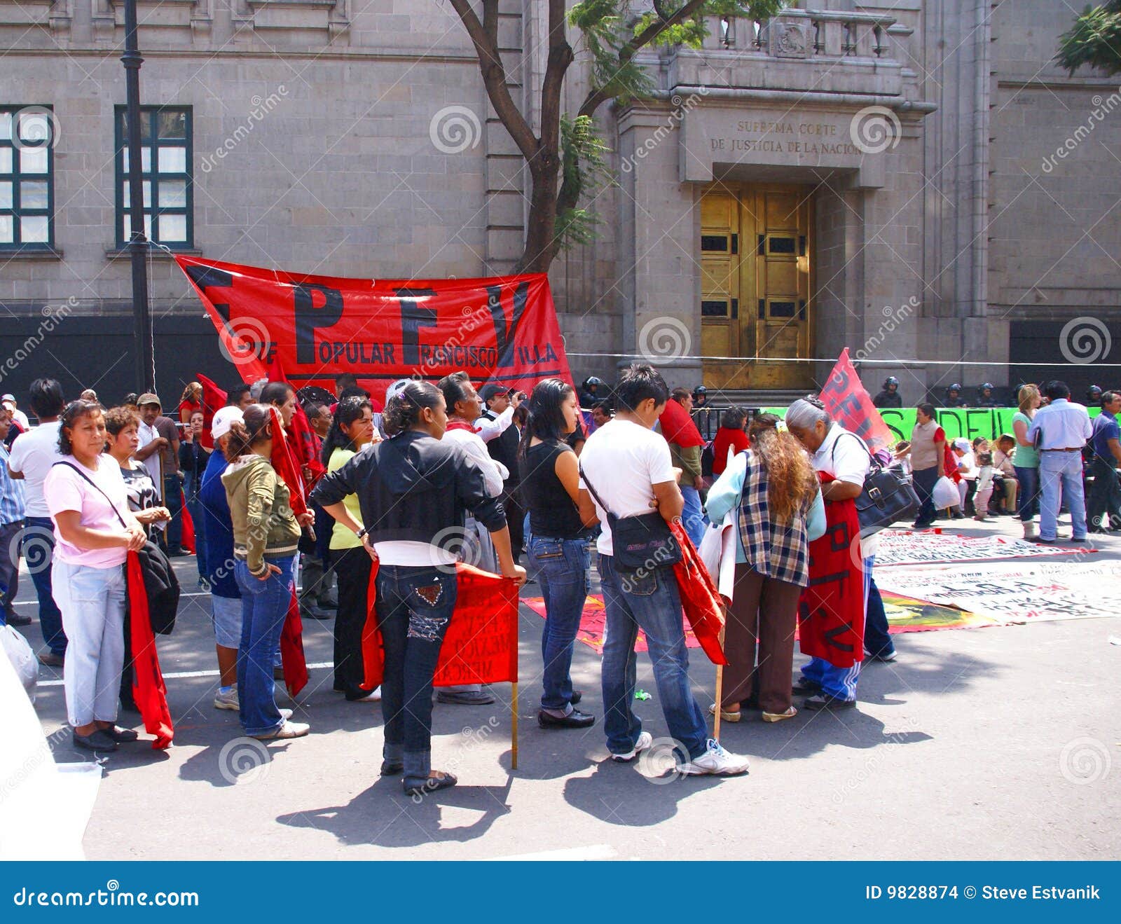 Protesters with red flags editorial stock image. Image of flag - 9828874