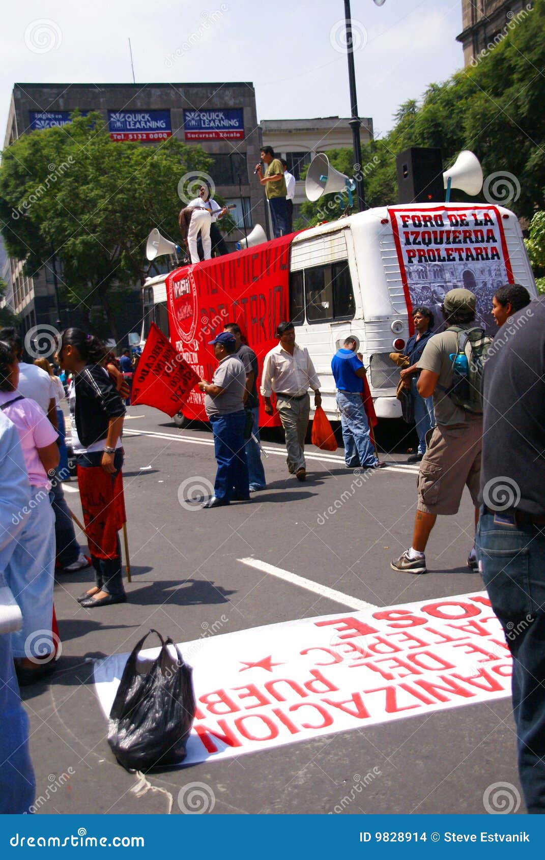 Protesters with red flags editorial stock image. Image of banner - 9828914