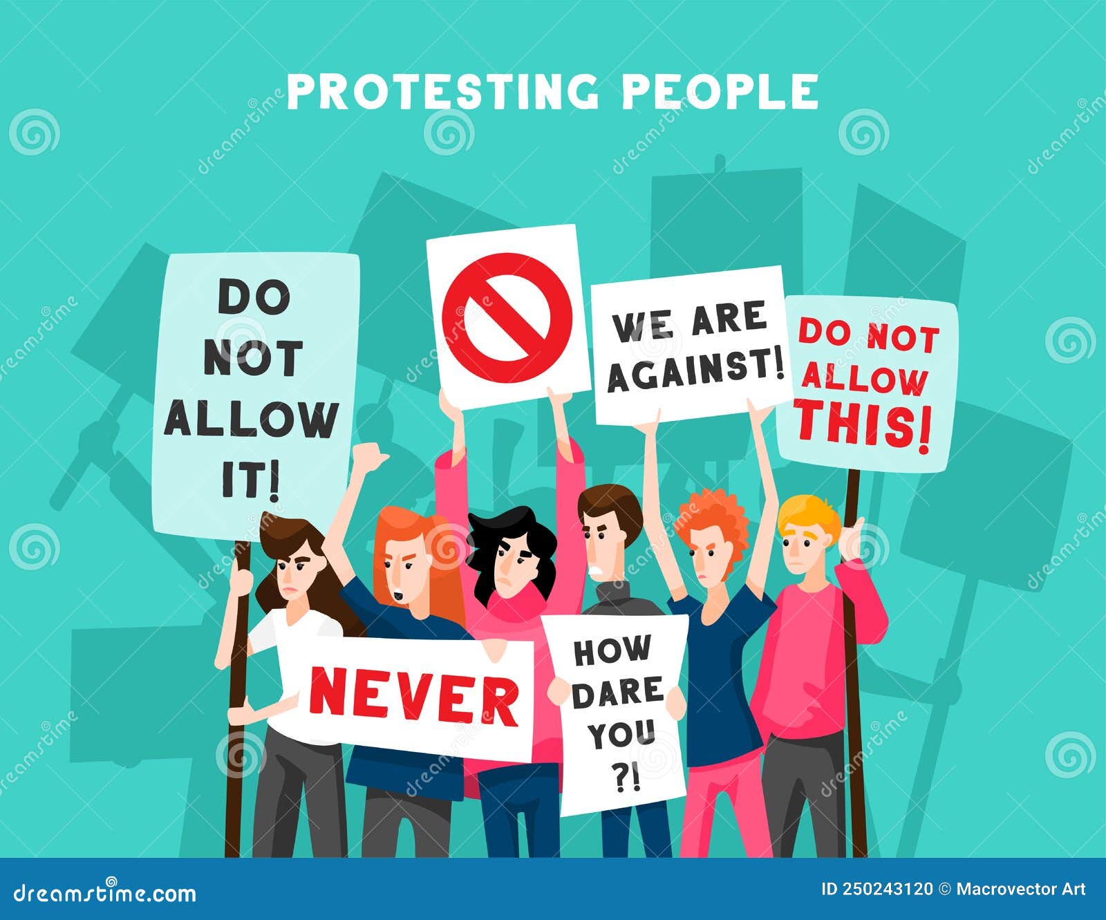 Protesting Activists People Composition Stock Vector - Illustration of ...