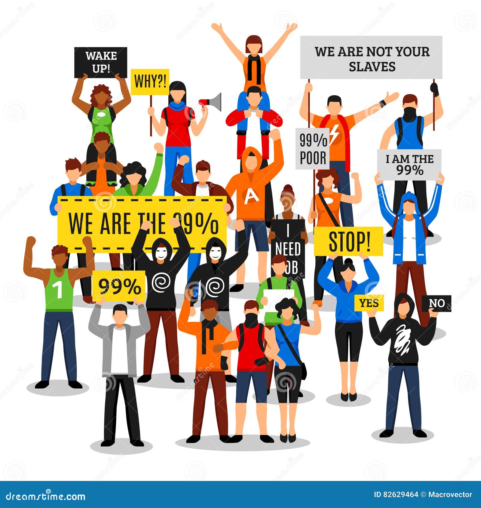 Protesting Crowd Faceless Composition Stock Vector - Illustration of ...