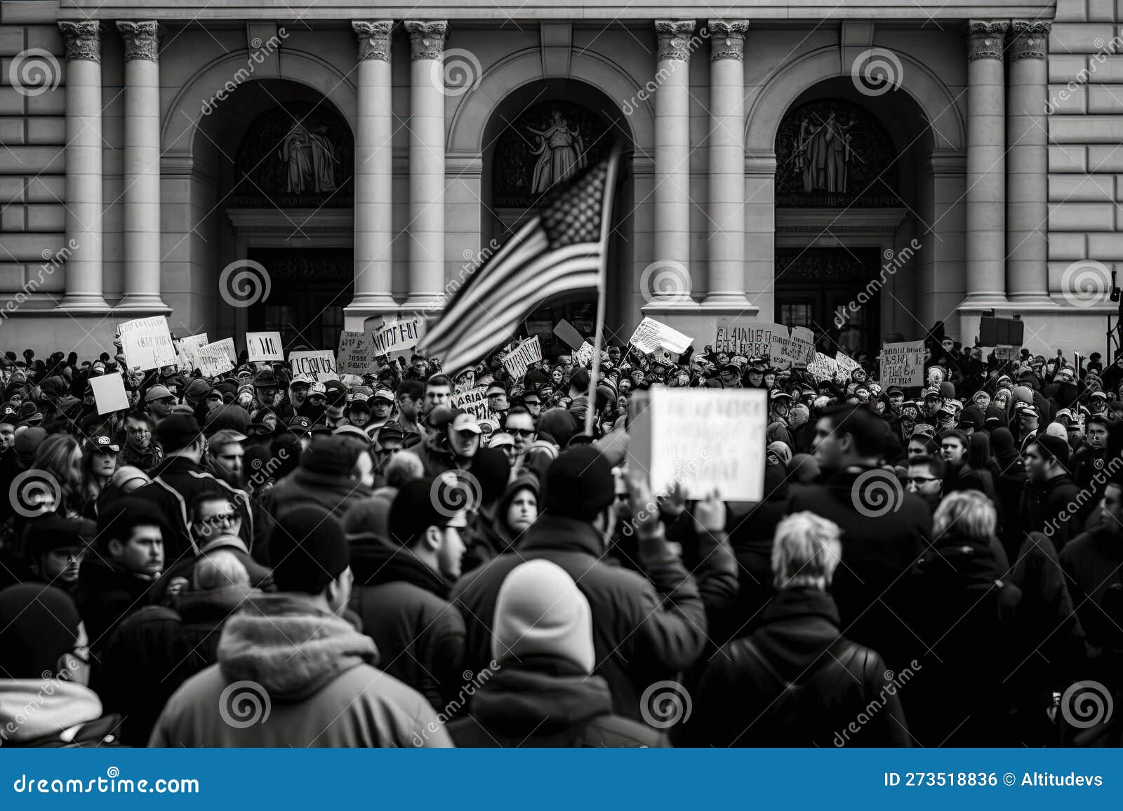 Protesting Crowd, with Peaceful Protest and Signs, in Front of ...
