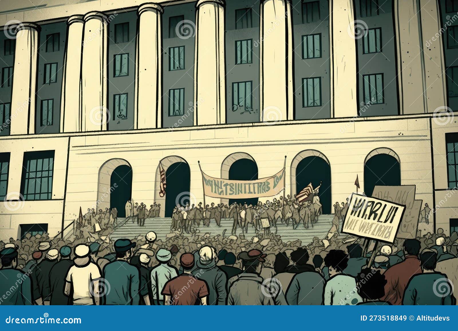 Protesting Crowd, with Peaceful Protest and Signs, in Front of ...