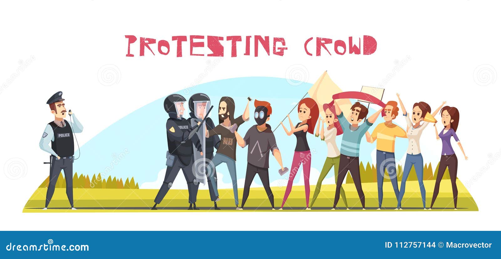 Protesting Crowd Poster stock vector. Illustration of banner - 112757144
