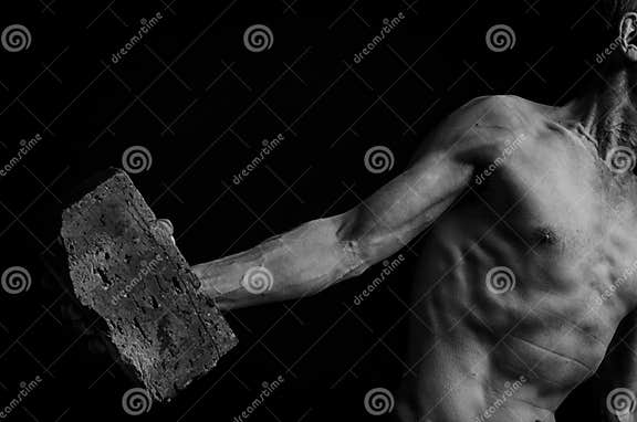 Protesting Man Throws a Brick. Stock Image - Image of people, standing ...
