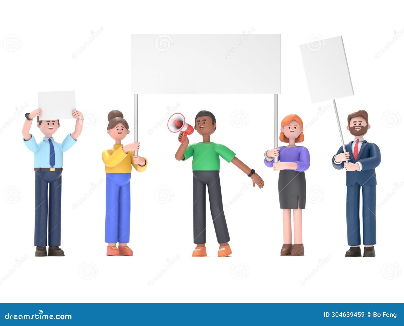 Protesting People. Character with Signs Against War Concept, Protest ...