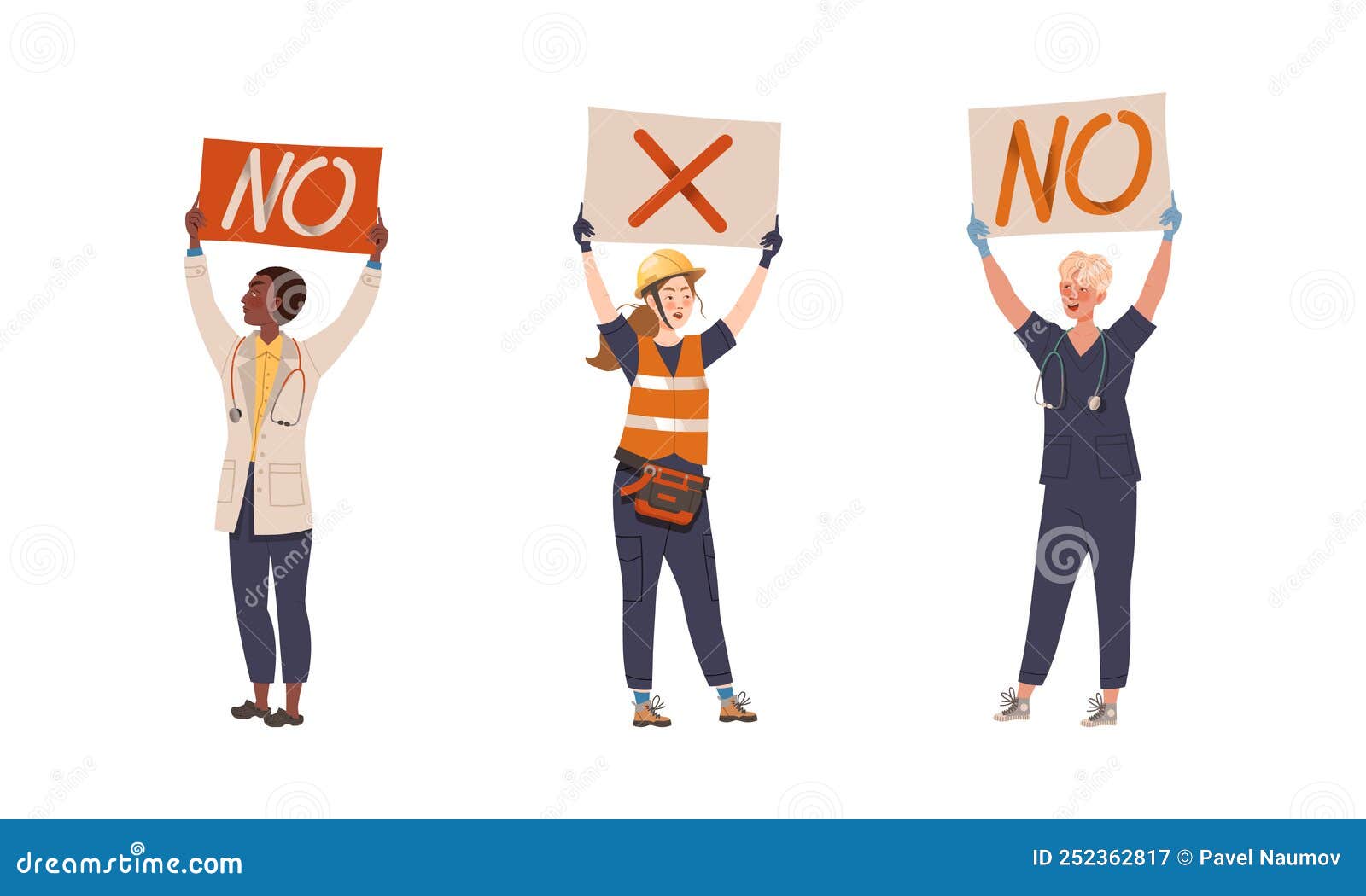 Protesting People of Different Professions Set. Protesters ...