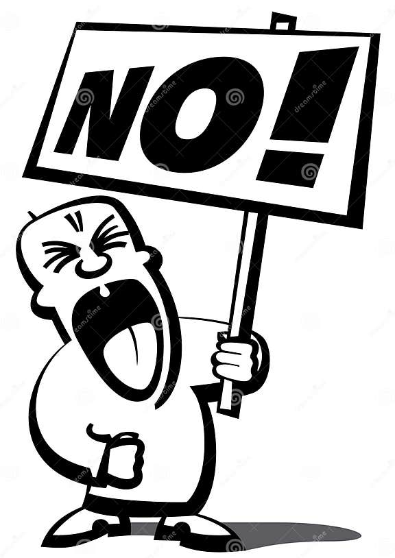 Protestman say no stock illustration. Illustration of signboard - 4474023