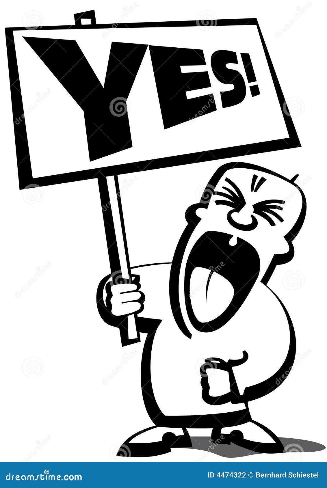 Protestman say yes stock illustration. Illustration of favour - 4474322