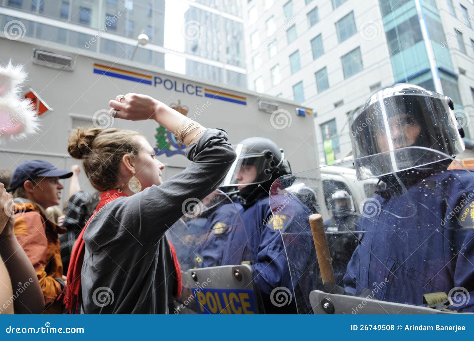 The protestor. editorial stock photo. Image of batons - 26749508