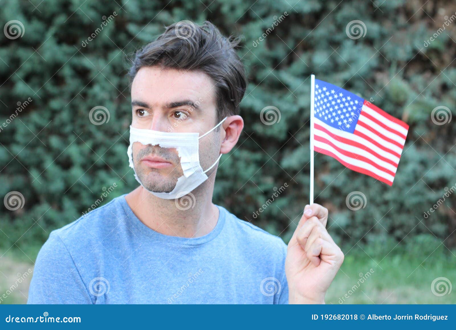 Protestor with Broken Surgical Mask in the USA Stock Photo - Image of ...