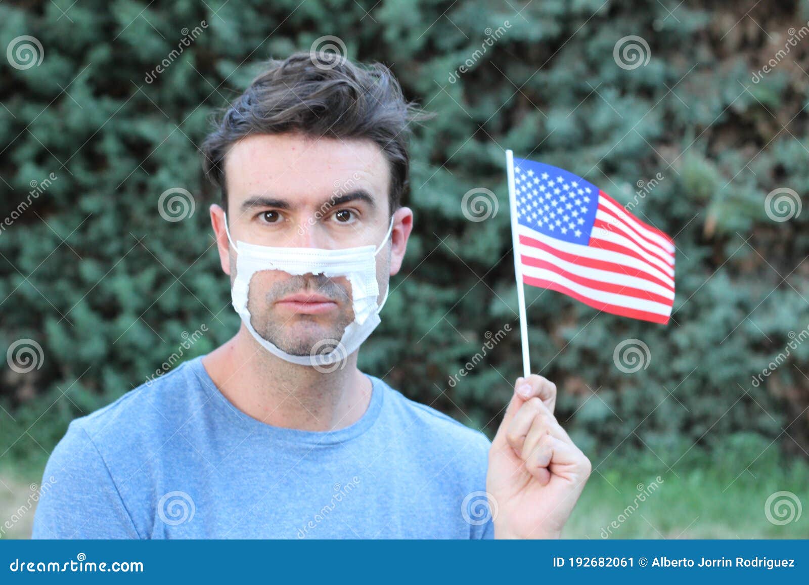 Protestor with Broken Surgical Mask in the USA Stock Image - Image of ...