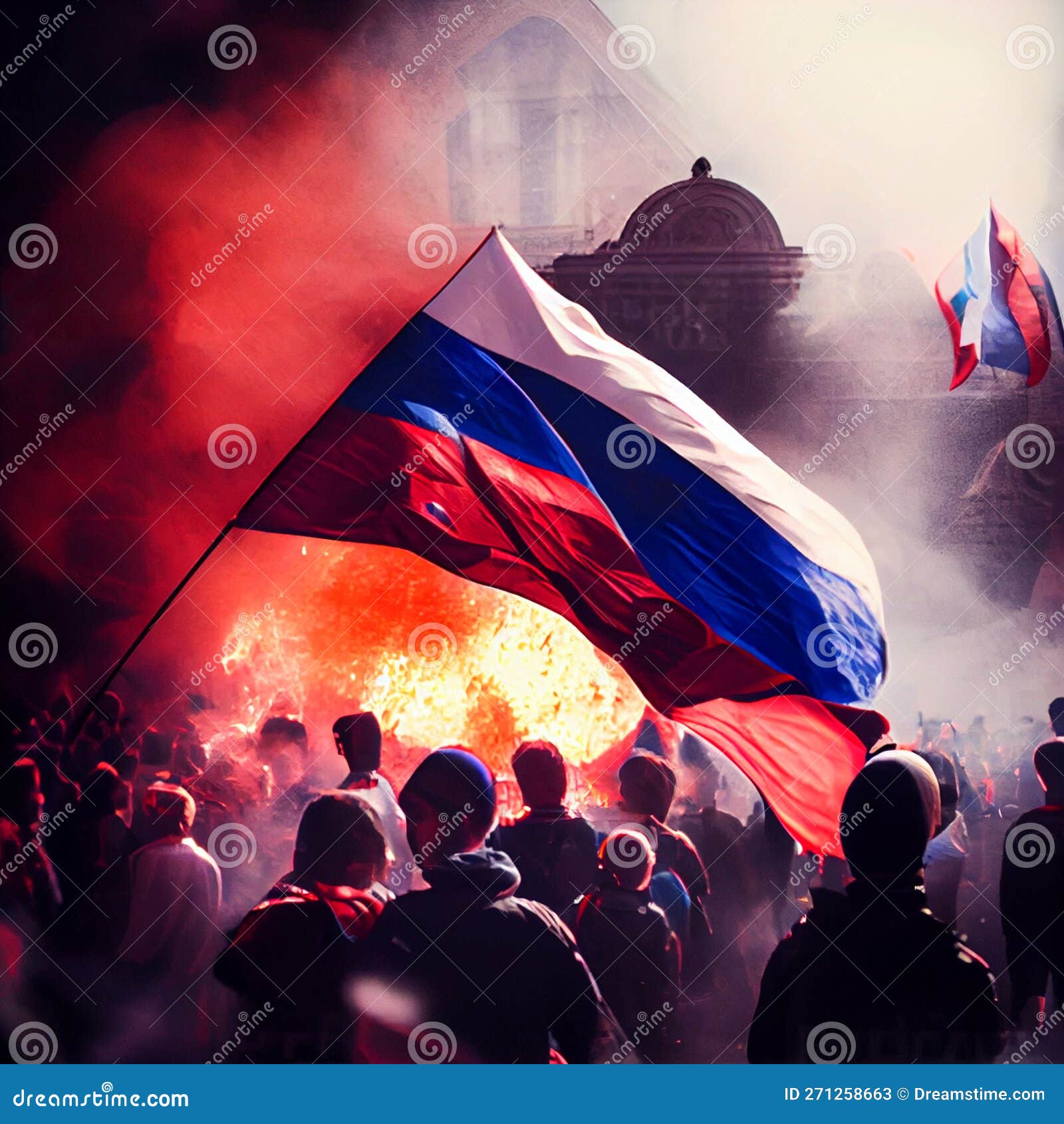 Protests in Russia. People Fighting with Flags at Demonstration. AI ...