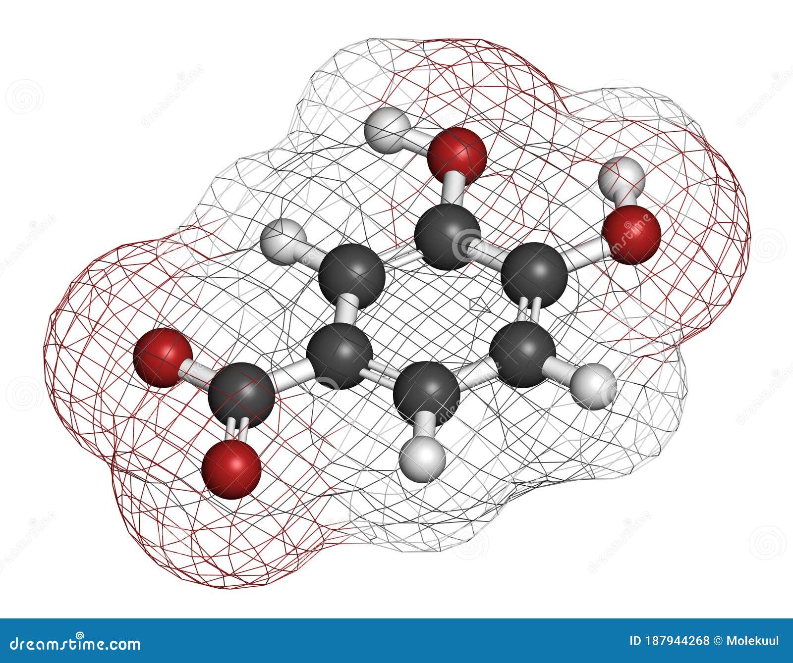 Protocatechuic Acid PCA Green Tea Antioxidant Molecule. 3D Rendering ...