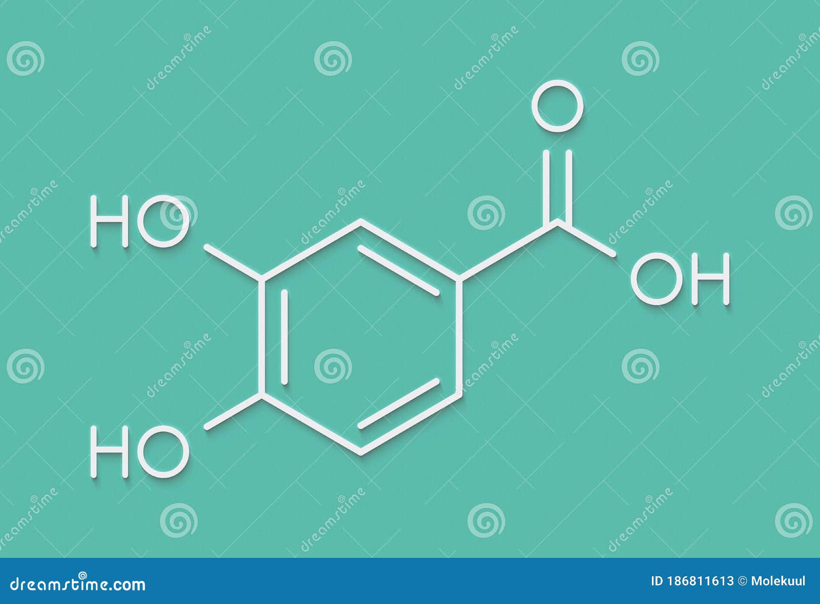 Protocatechuic Acid PCA Green Tea Antioxidant Molecule. Skeletal ...