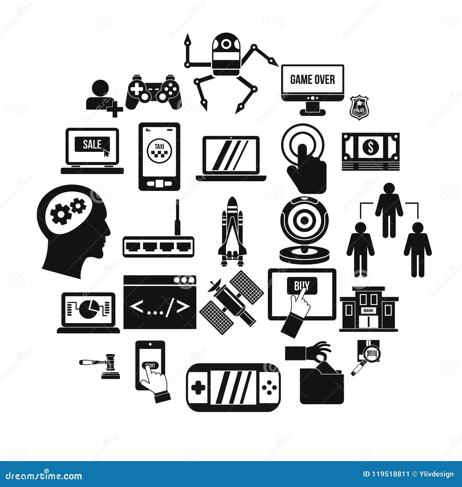 Protocol Icons Set, Simple Style Stock Vector - Illustration of ...