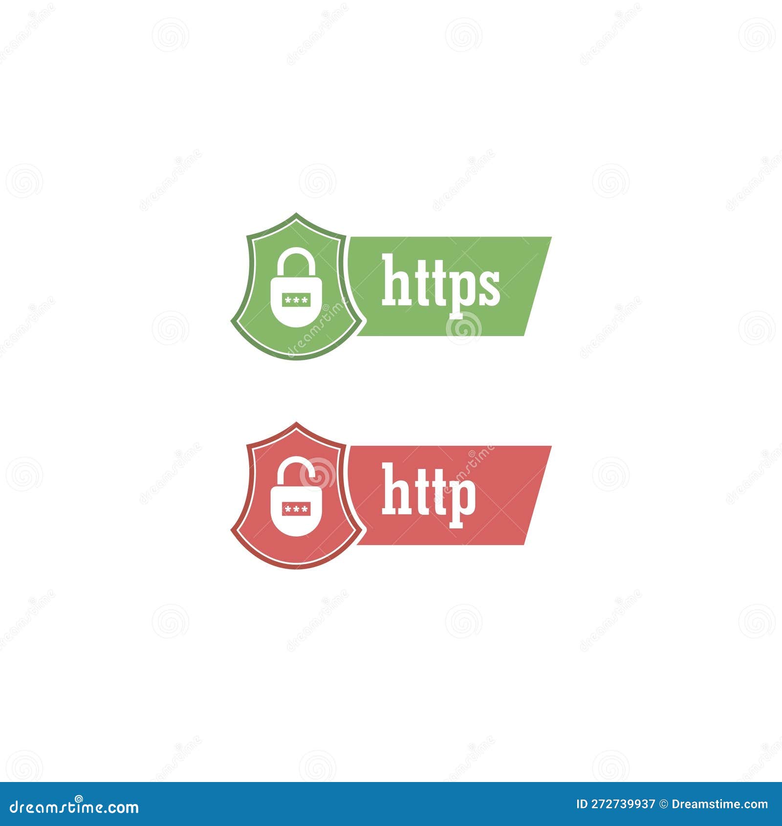 Protocolos Http Y Https Sobre El Escudo. Icono Seguro Aislado En Fondo Blanco Ilustración del ...