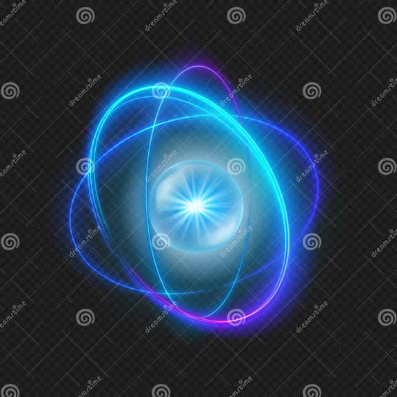 Proton or Atom Core Symbol with Neon Light Stock Illustration ...