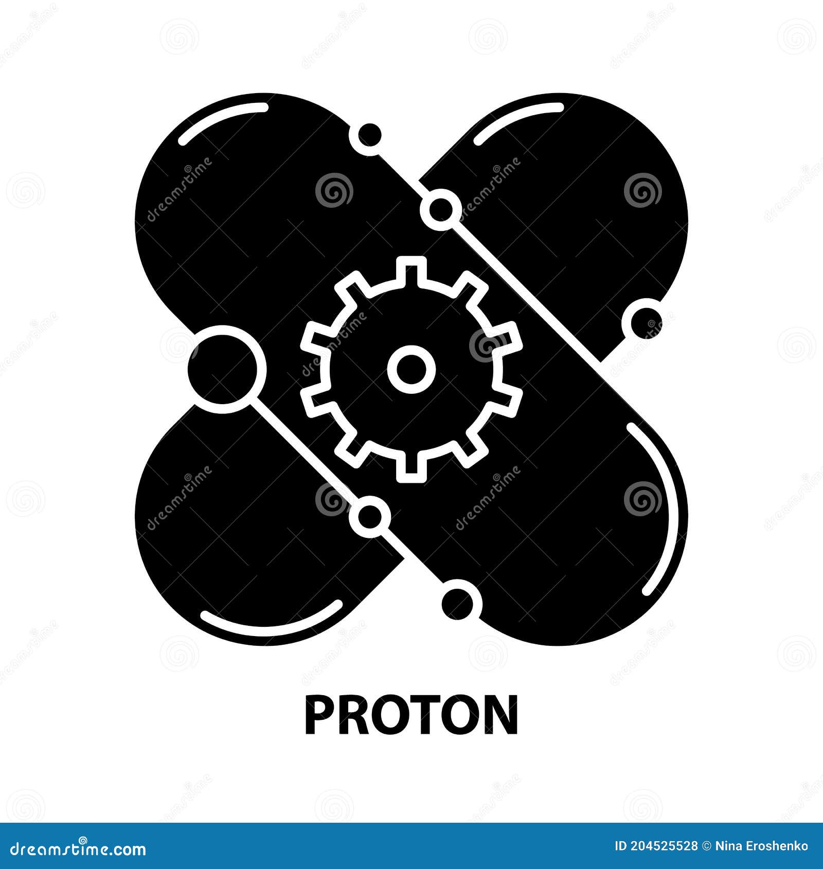 Proton Icon, Black Vector Sign with Editable Strokes, Concept ...