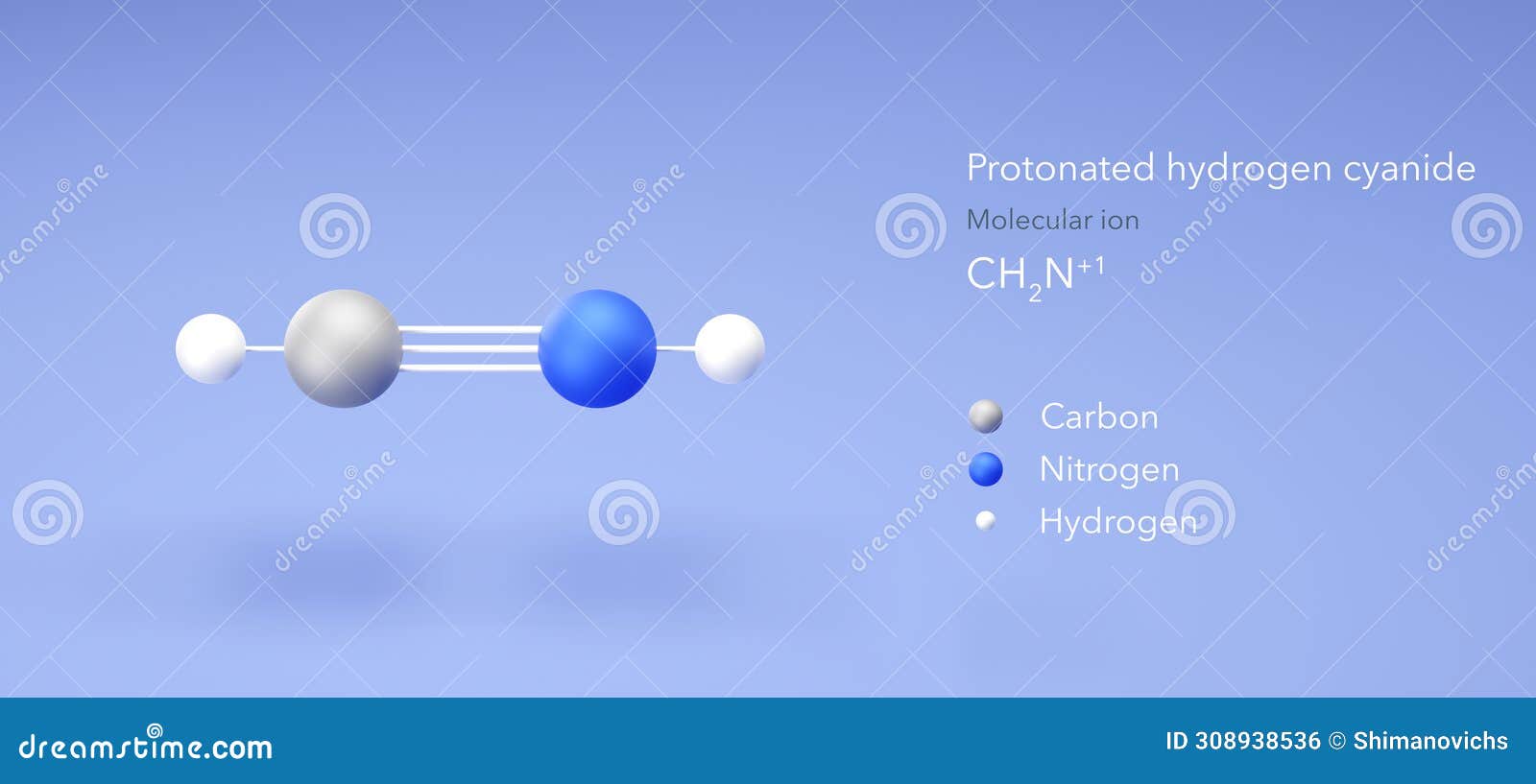 Protonated Hydrogen Cyanide Molecule, Molecular Structures, Molecular ...
