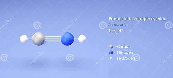 Protonated Hydrogen Cyanide Molecule, Molecular Structures, Molecular ...
