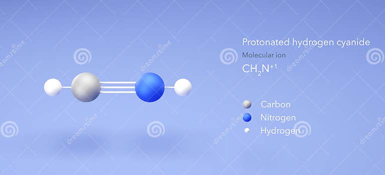 Protonated Hydrogen Cyanide Molecule, Molecular Structures, Molecular ...