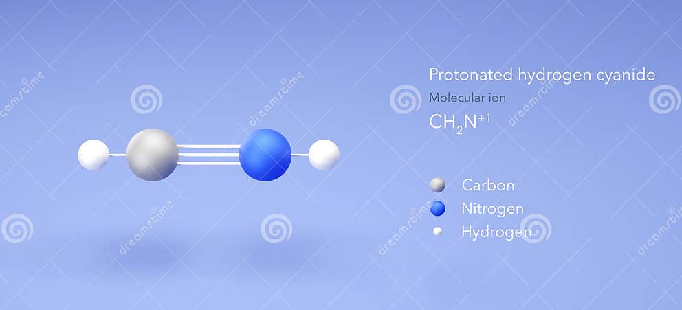 Protonated Hydrogen Cyanide Molecule, Molecular Structures, Molecular ...