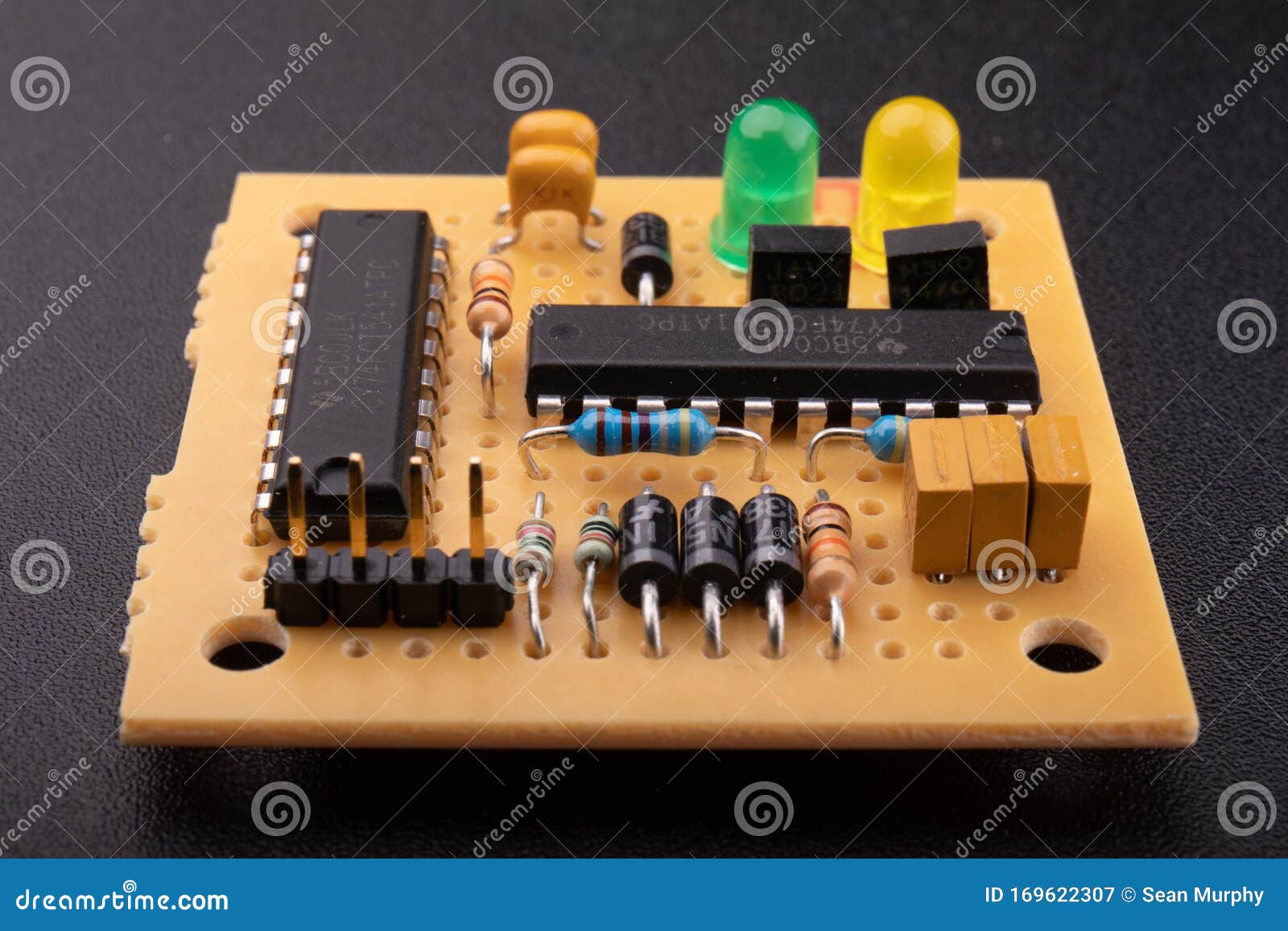 Prototype Circuit Card through Hole Stock Image - Image of leds, card ...