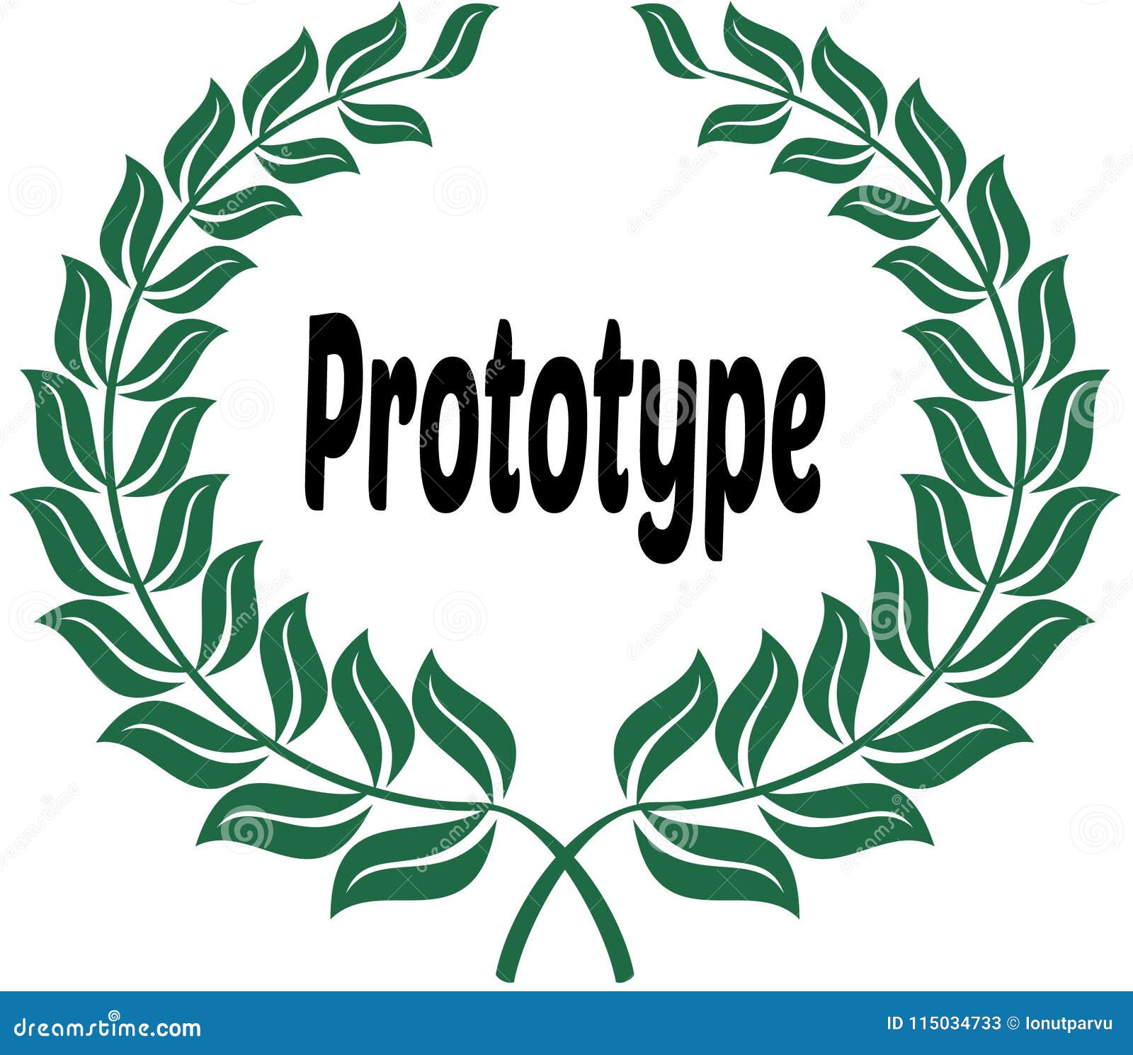 PROTOTYPE on Green Laurels Sticker Label. Stock Illustration ...