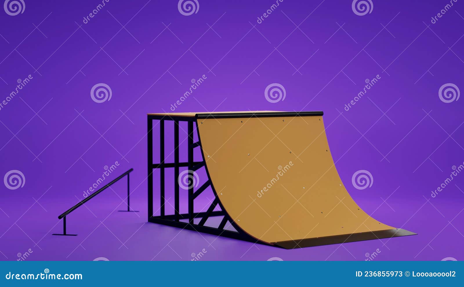 Prototype of Half Pipe Skateboard Ramp. 3d Illustration Stock ...