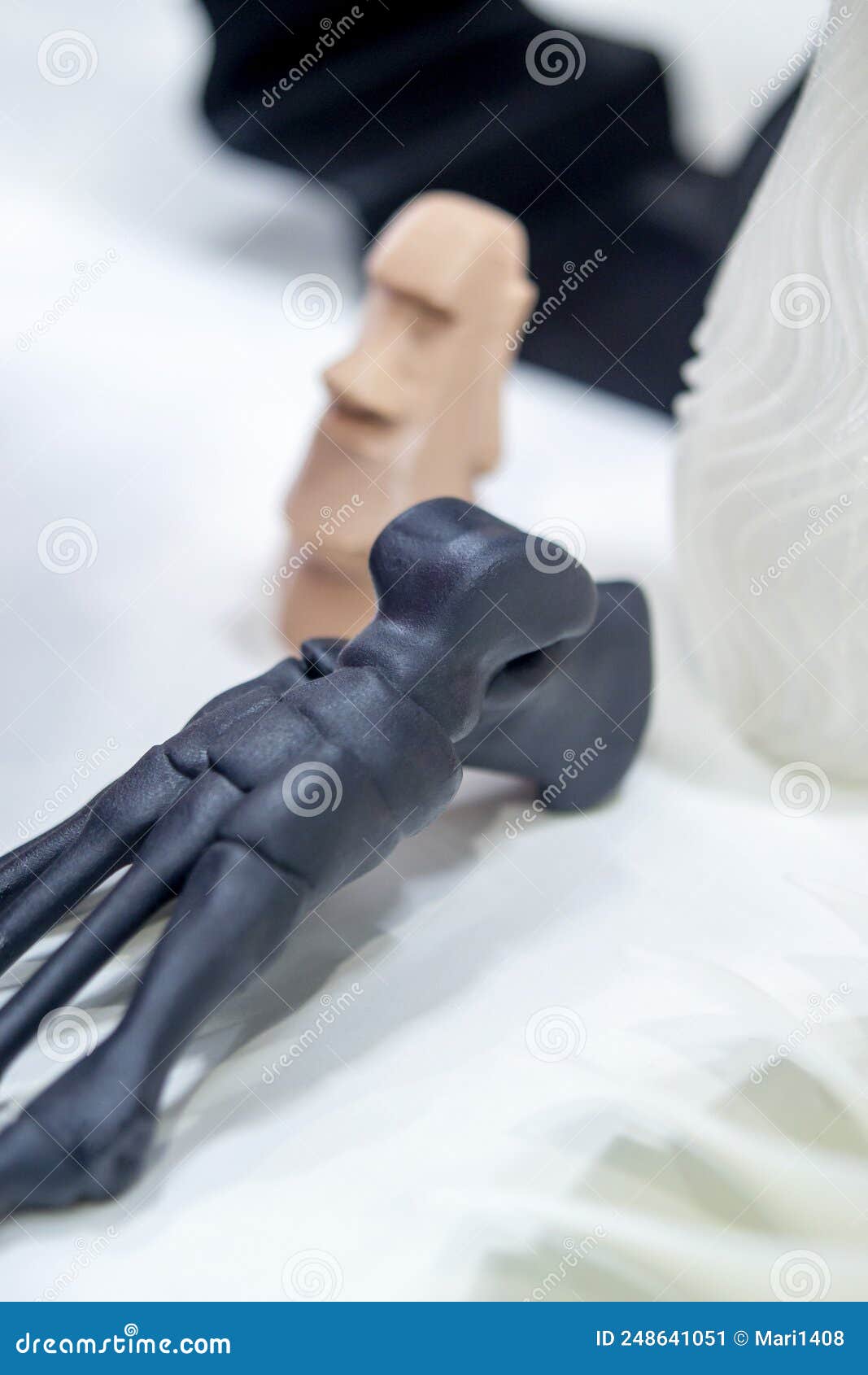 Prototype Human Foot Skeleton Printed on 3D Printer. Model Printed on ...