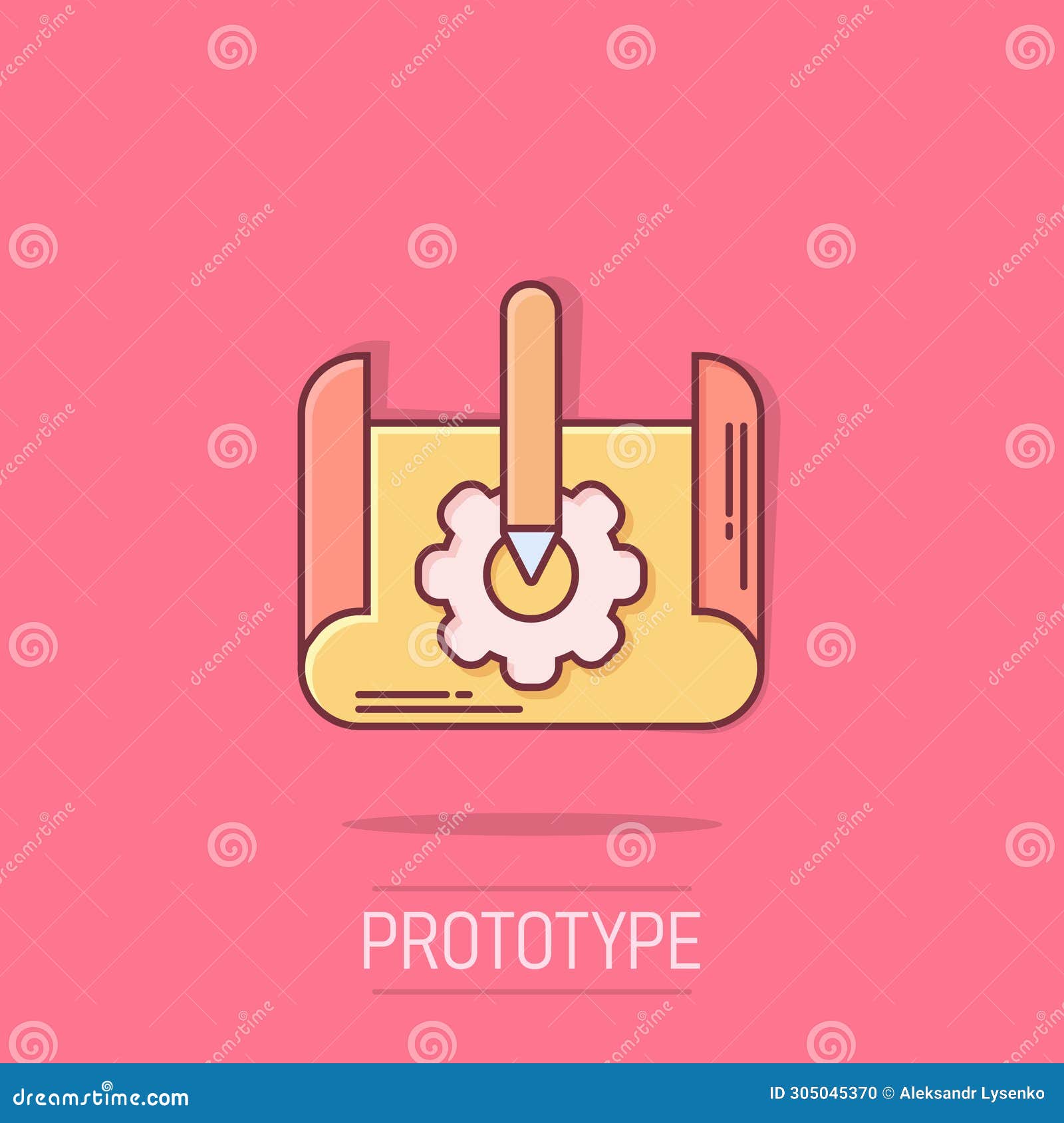 Prototype Icon in Comic Style. Startup Cartoon Vector Illustration on ...