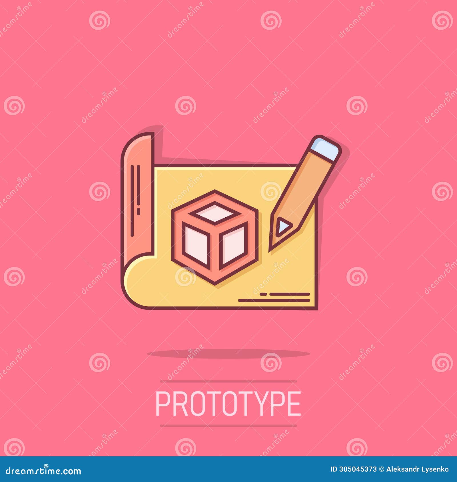 Prototype Icon in Comic Style. Startup Cartoon Vector Illustration on ...