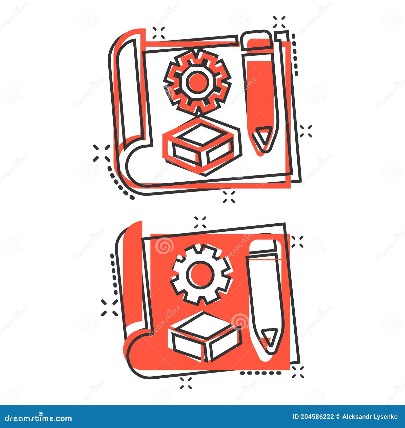 Prototype Icon in Comic Style. Startup Cartoon Vector Illustration on ...