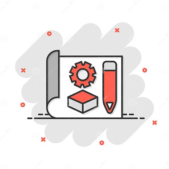 Prototype Icon in Comic Style. Startup Cartoon Vector Illustration on ...