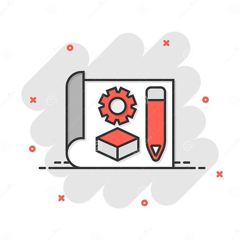 Prototype Icon in Comic Style. Startup Cartoon Vector Illustration on ...