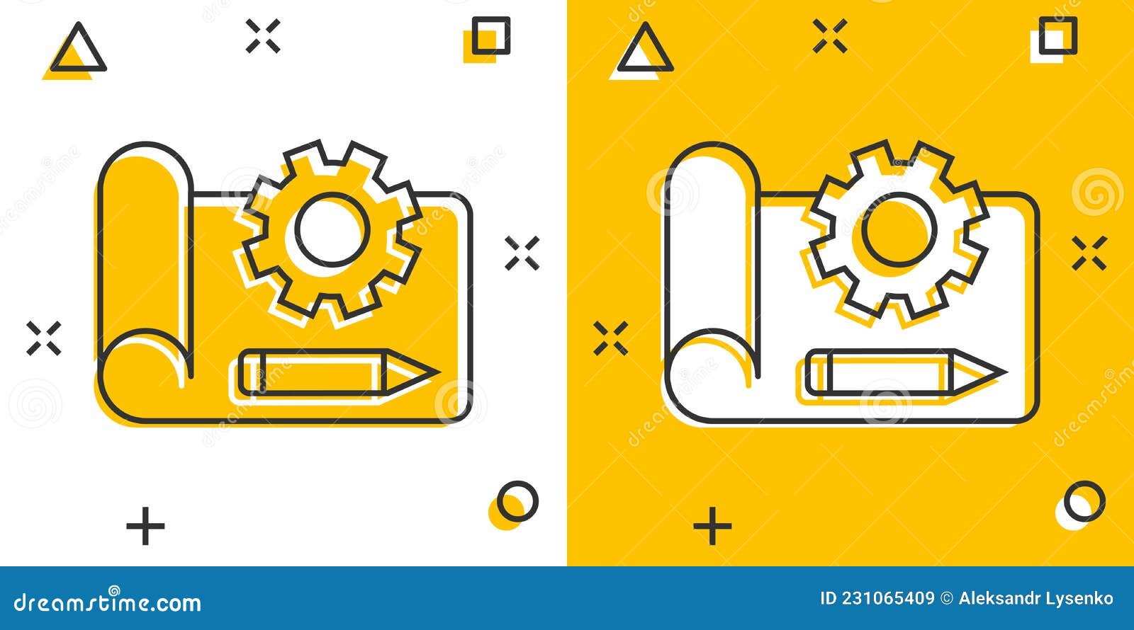 Prototype Icon in Comic Style. Startup Cartoon Vector Illustration on ...